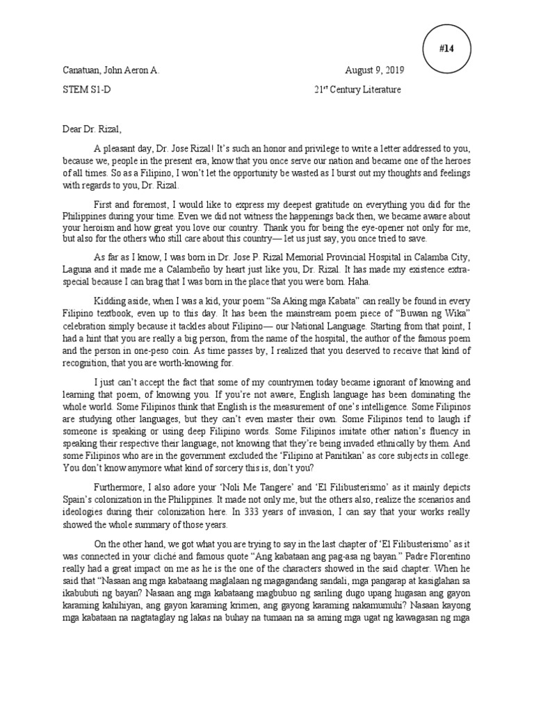 Letter To Dr. Rizal | PDF | Philippines