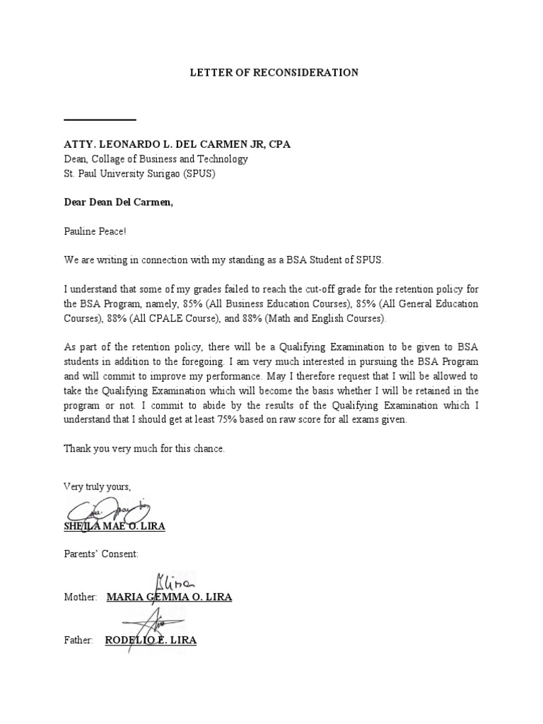 Letter of Reconsideration: Very Truly Yours | PDF