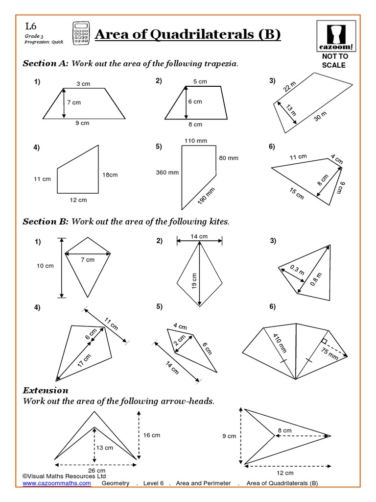 Area of Quadrilaterals B | PDF