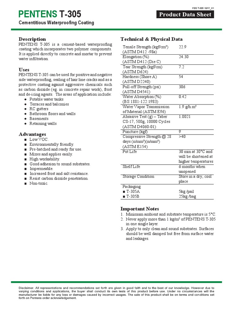 Pentens: Description Technical & Physical Data | PDF | Mercury (Element) | Concrete