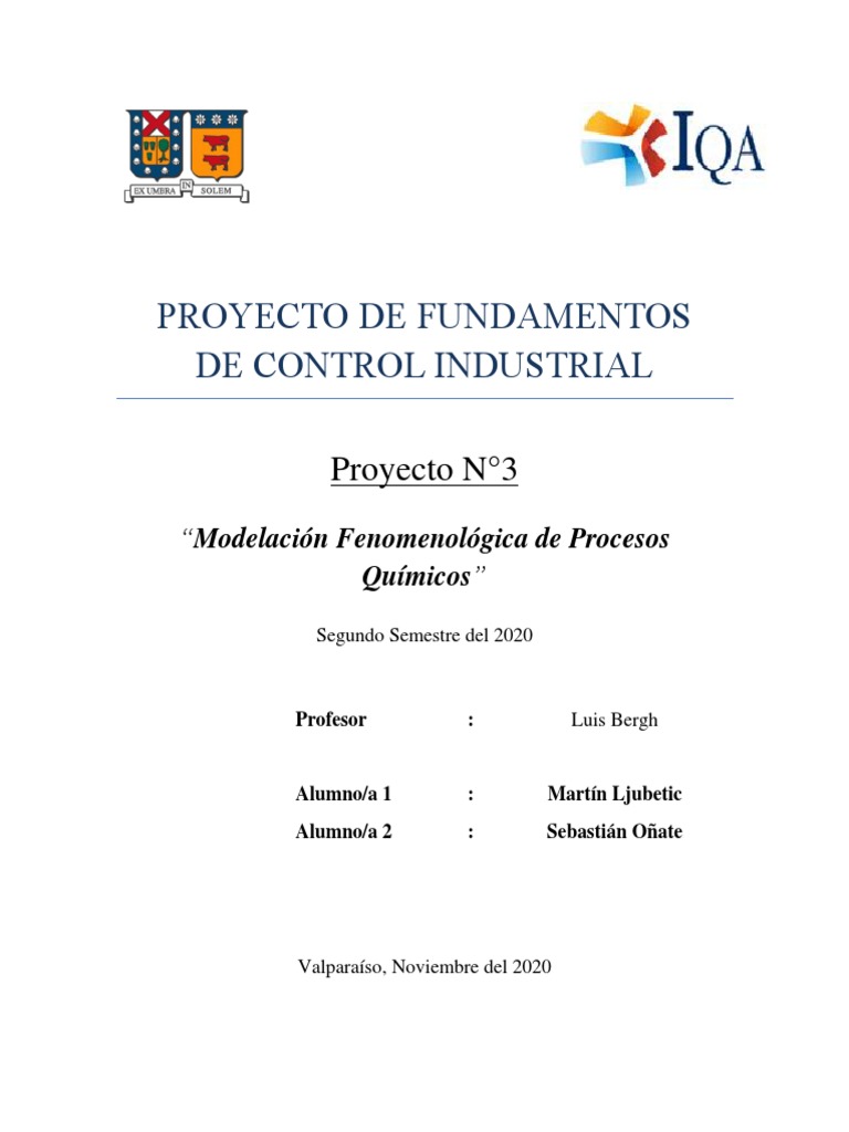Proyecto3 Ljubetic Oñate PDF | PDF | Reactor Quimico | Mecánica