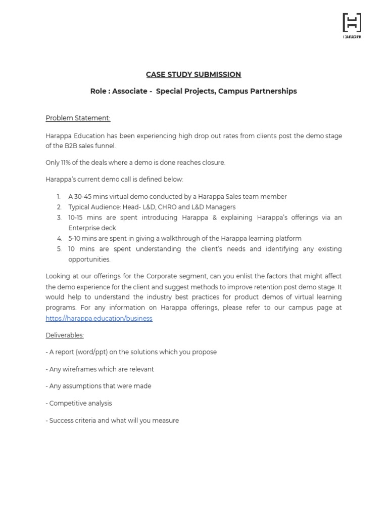 IIM R - Case Study Submission - Harappa Education | PDF