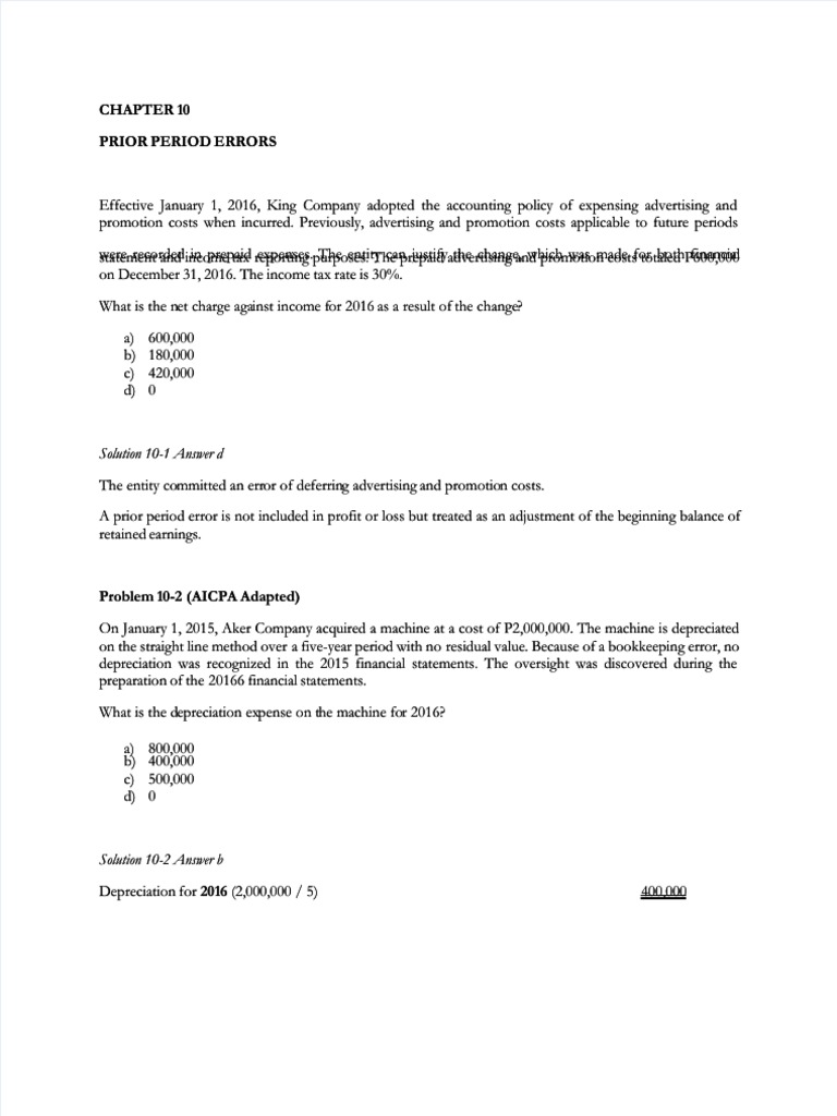 Prior Period Errors and Adjustments | PDF | Retained Earnings ...