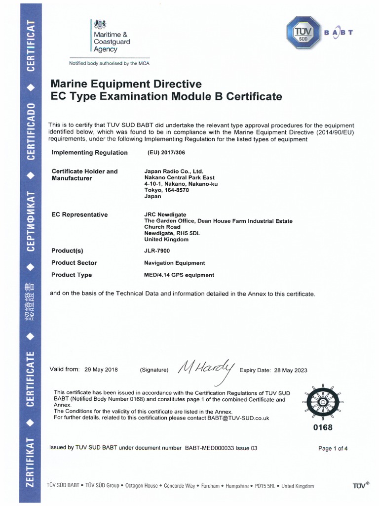 JLR-7900 MED Cert | PDF