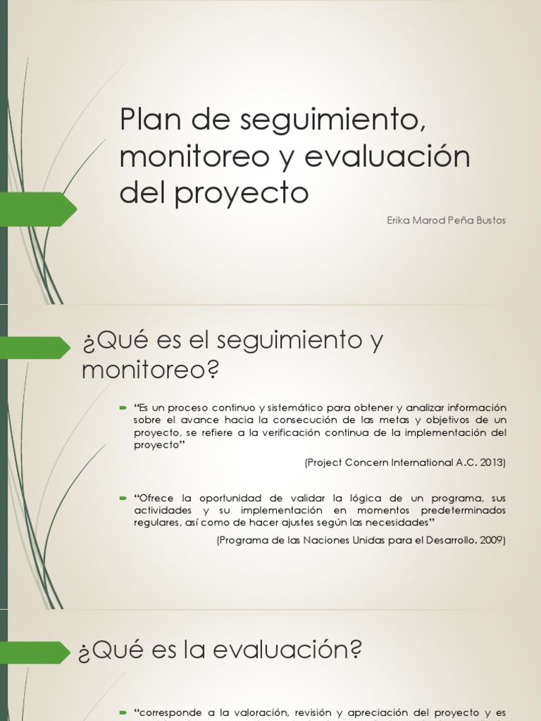 Plan de Seguimiento, Monitoreo y Evaluación Del PDF | PDF