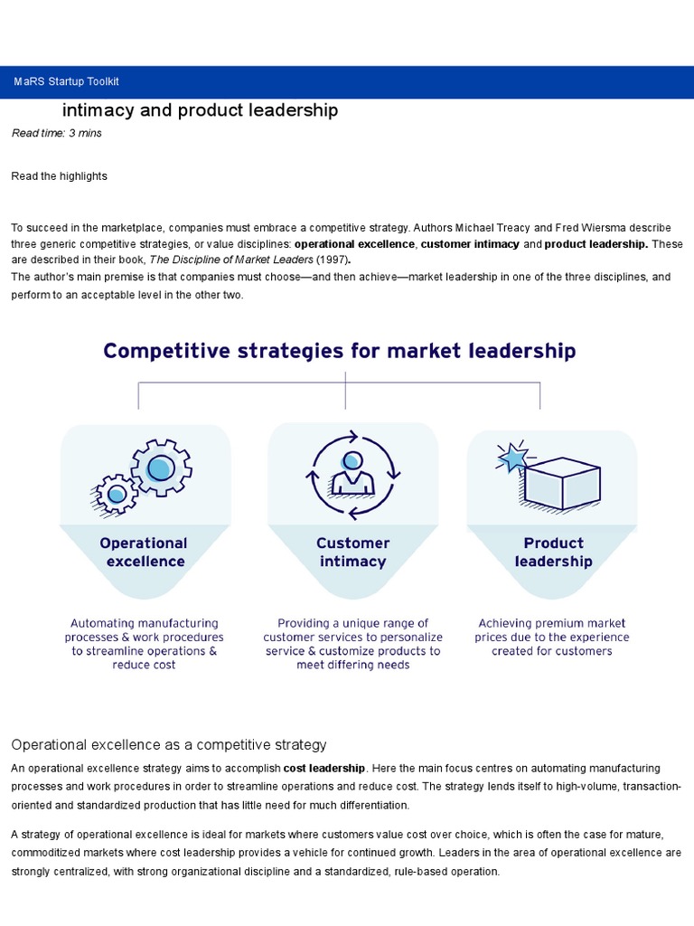 Self-Competitive Strategies - Operational Excellence, Customer Intimacy ...