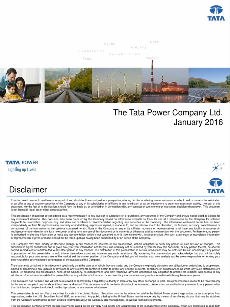 Tata Power Company Overview 2016 | PDF | Earnings Before Interest | Expense