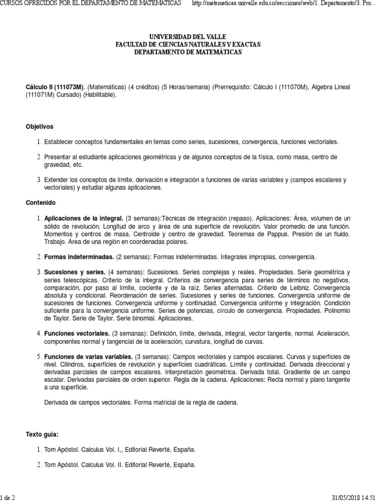 Temas Clave en Cálculo II | PDF | Integral | Derivado