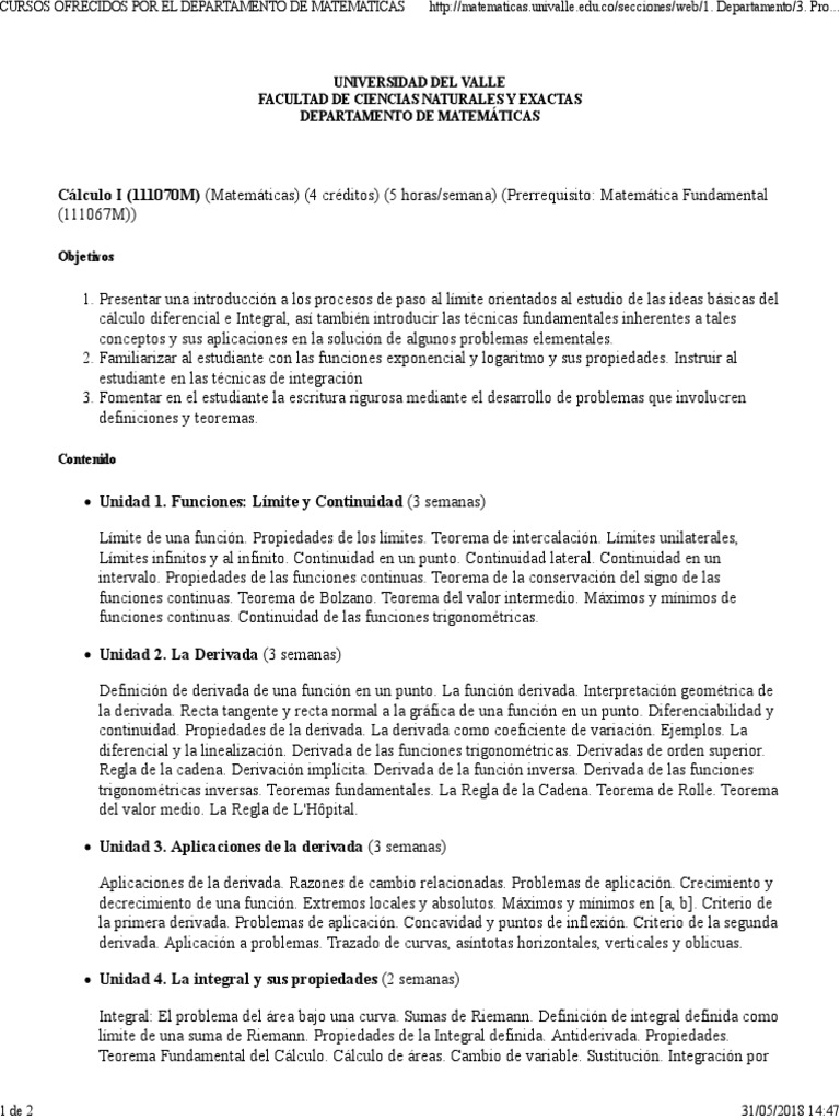Cálculo 1 (Matemáticas) - 111070M | PDF | Derivado | Integral