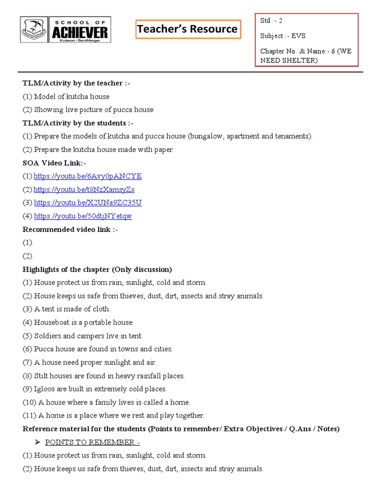 Teacher's Resource: TLM/Activity by The Teacher | PDF