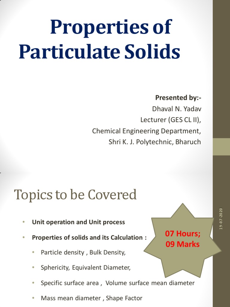 Chapter 1 Properties of Particulate Solids | PDF | Volume | Sphere