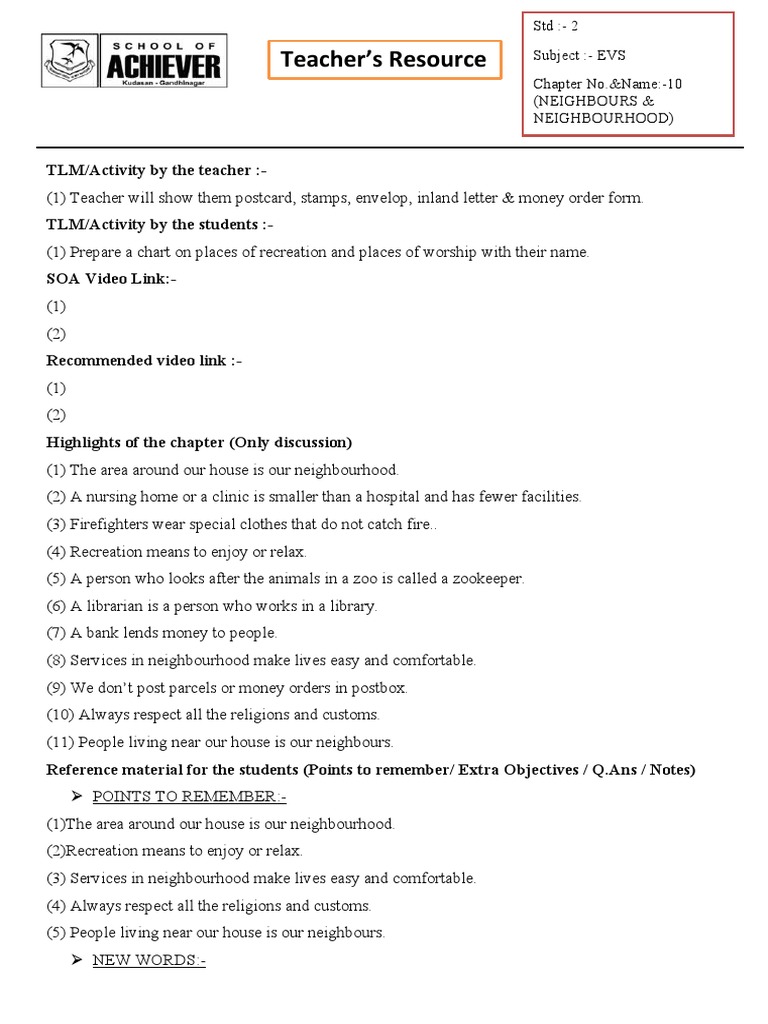 Teacher's Resource: TLM/Activity by The Teacher | PDF