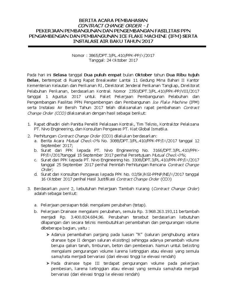 2017 1024 - BERITA ACARA PEMBAHASAN CCO Final Edit | PDF