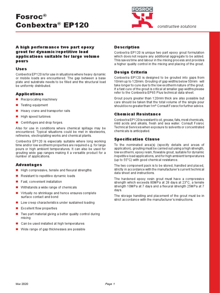 Conbextra EP120 TDS PDF | Download Free PDF | Epoxy | Strength Of Materials