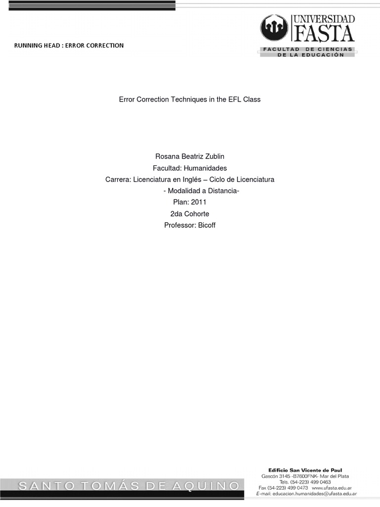 Error Correction PDF | PDF | Second Language | Learning