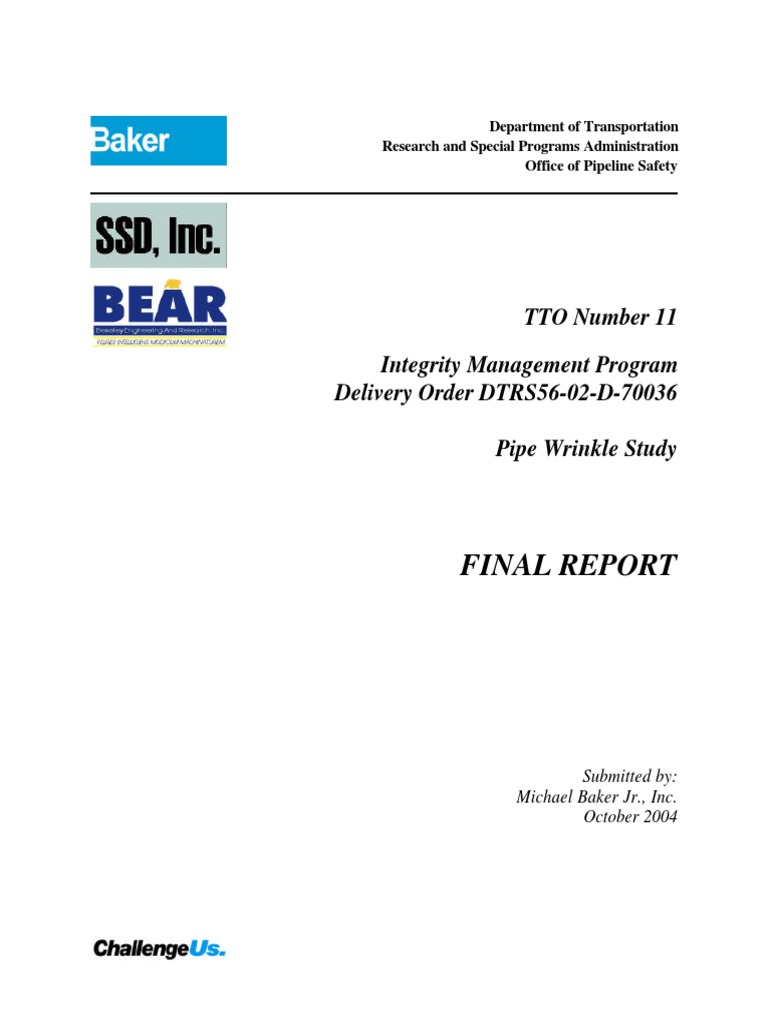 Pipe Wrinkle Study-Final Report | PDF | Fatigue (Material) | Building ...