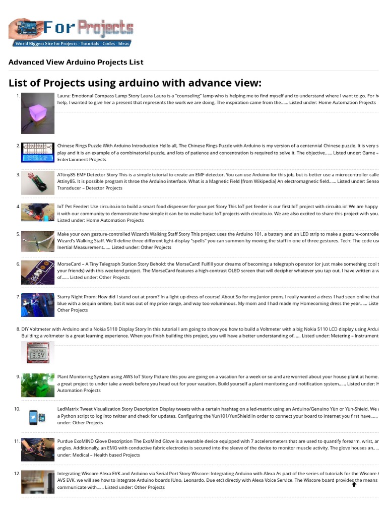 Advanced View Arduino Projects List - 2 | PDF | Sensor | Radio ...