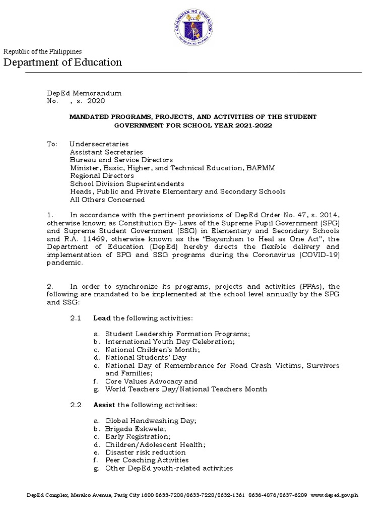 Mandated Student Government Programs 2021-2022 | PDF | Public Sphere ...