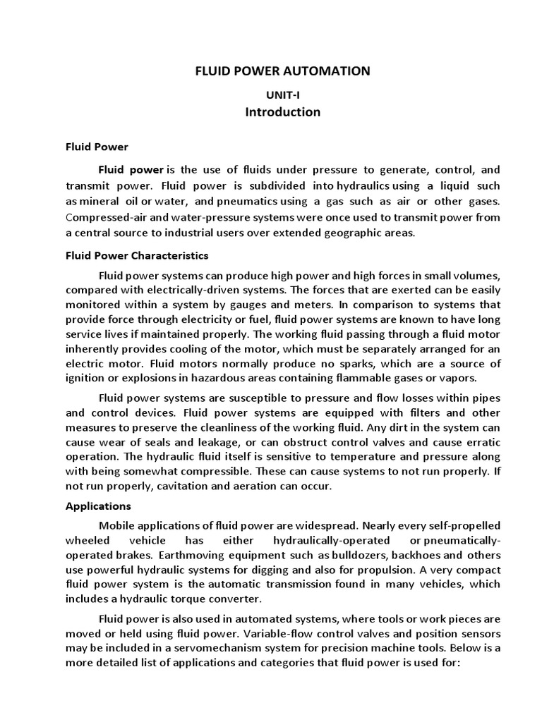 Fluid Power Automation Overview | PDF | Mechanical Engineering | Gases