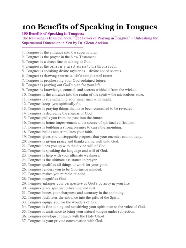 100 Benefits of Speaking in Tongues: How Glossolalia Can Strengthen ...