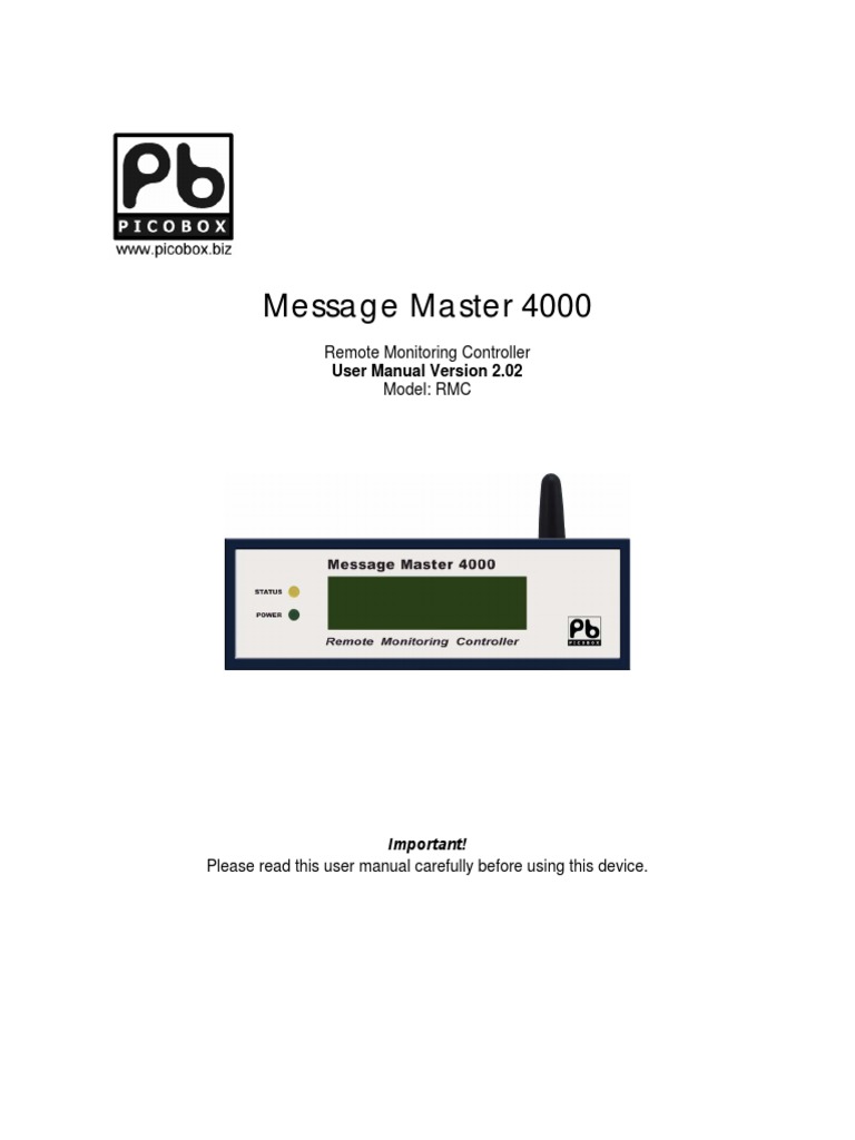 Message Master 4000: Remote Monitoring Controller Model: RMC | PDF ...