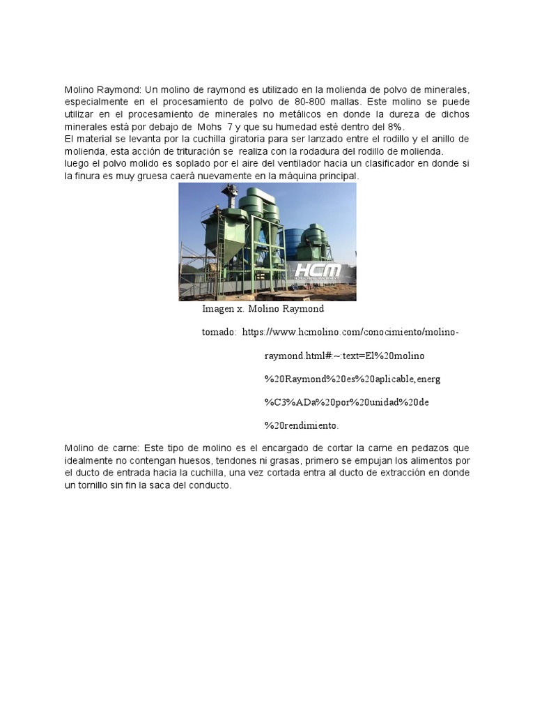 Funcionamiento y aplicaciones del Molino Raymond y otros molinos ...