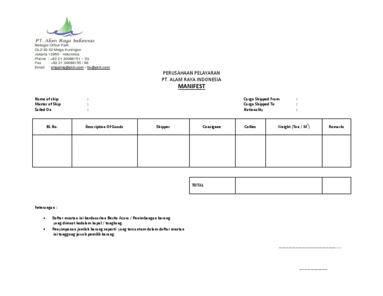 Contoh Manifest PDF | PDF