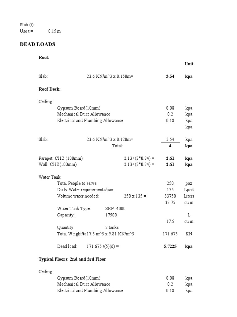 Calculation of Dead Loads, Live Loads, and Seismic Loads for a 3-Story ...