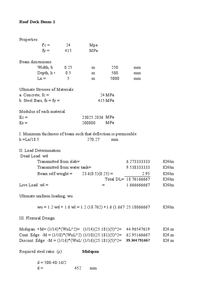 Roof Deck Beams | PDF | Beam (Structure) | Young's Modulus