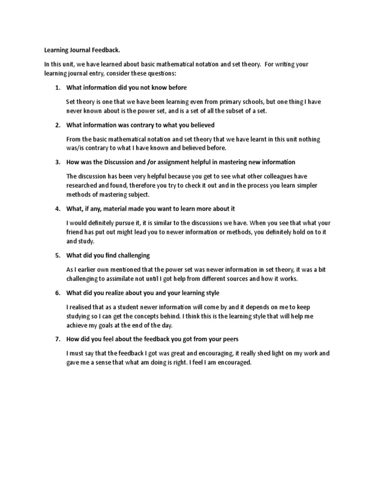 Learning Journal Unit 1 | PDF