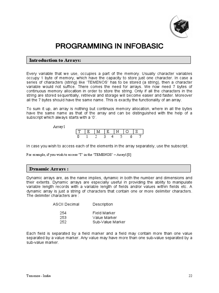 Programming In Infobasic Pdf Array Data Structure Control Flow