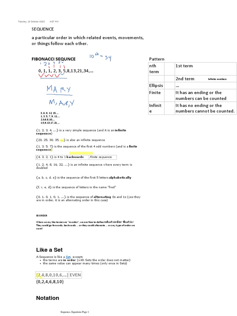 Exploring Sequences, Equations, and Properties of Equality | PDF ...