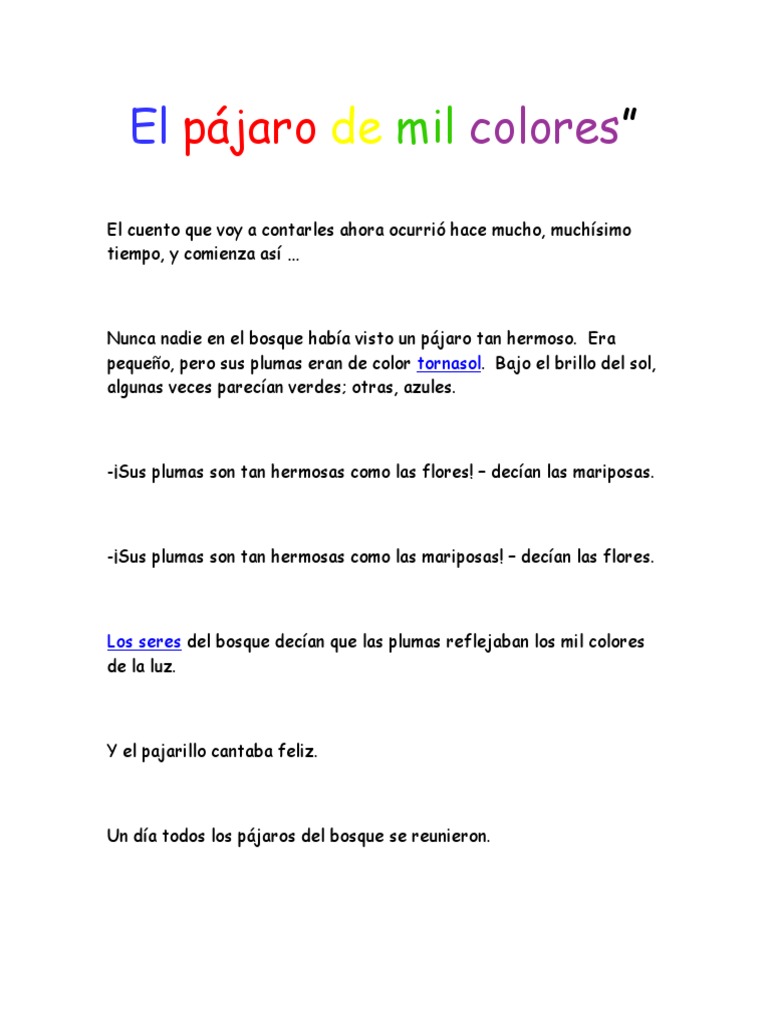 El Pajaro de Mil Colores | PDF | Aves