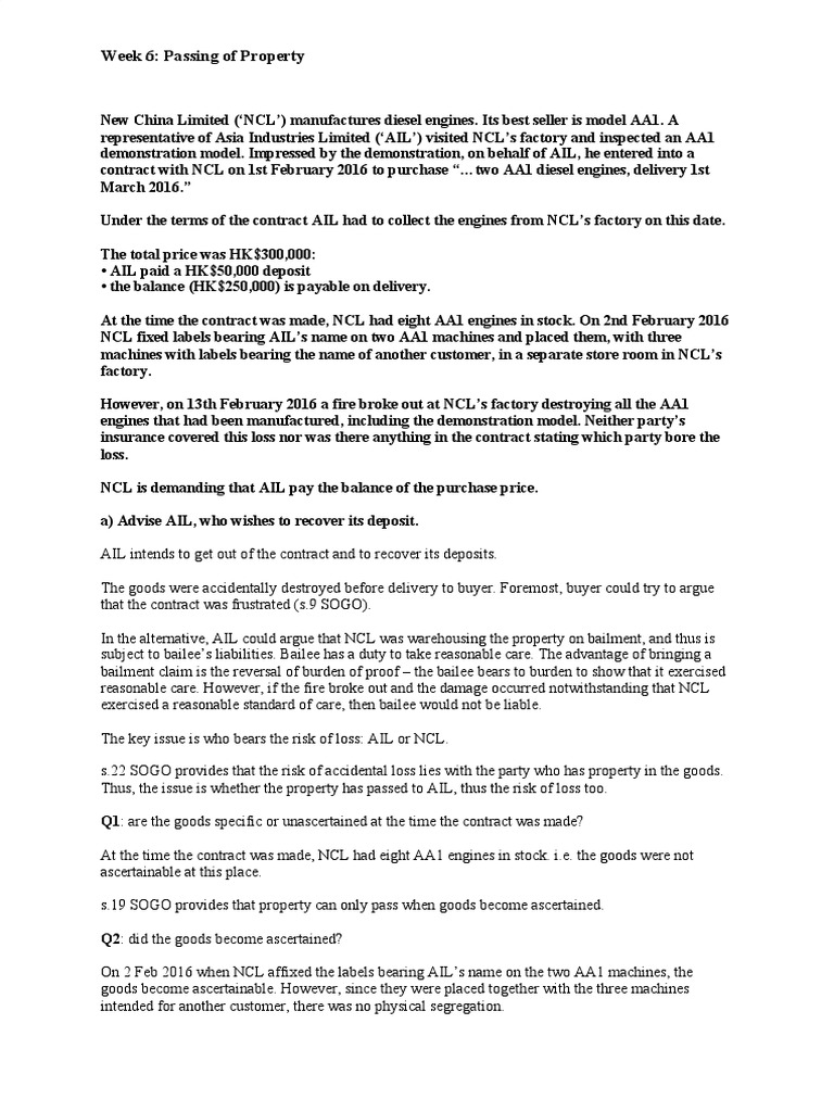Week 6 Passing of Property | PDF | Property | Common Law