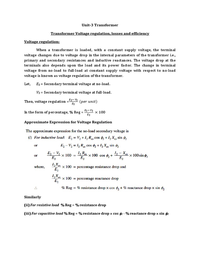 Bee Voltage Regulation Efficiency | PDF | Transformer | Electrical ...