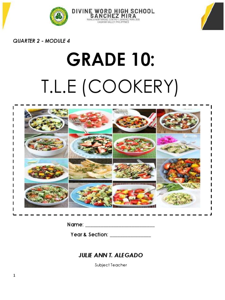 T.L.E (Cookery) : GRADE 10 | PDF | Vegetables | Vegan Cuisine