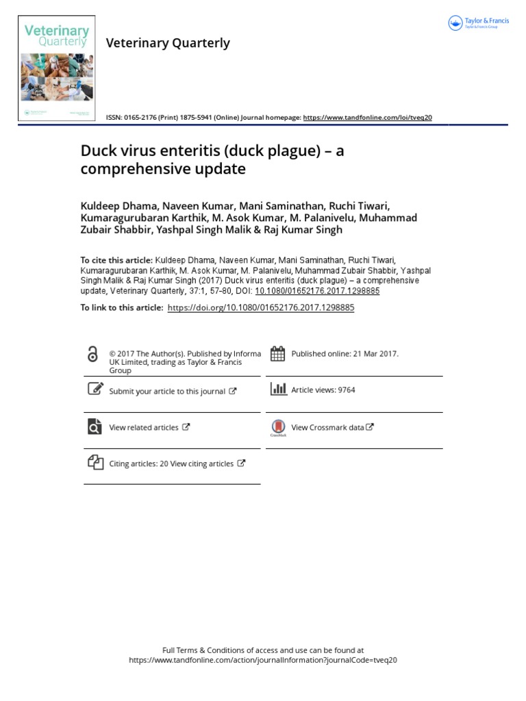 Duck Virus Enteritis Duck Plague A Comprehensive Update | PDF | Virus ...