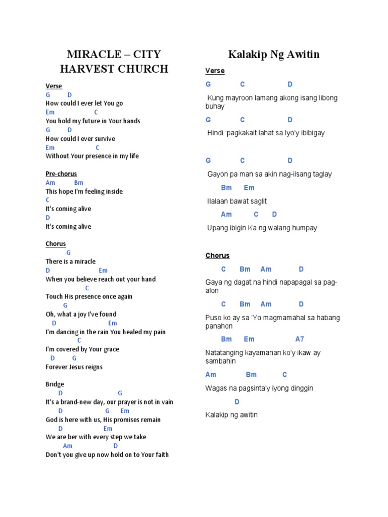 Miracle - City Harvest Church Kalakip NG Awitin: Verse | PDF | Song ...