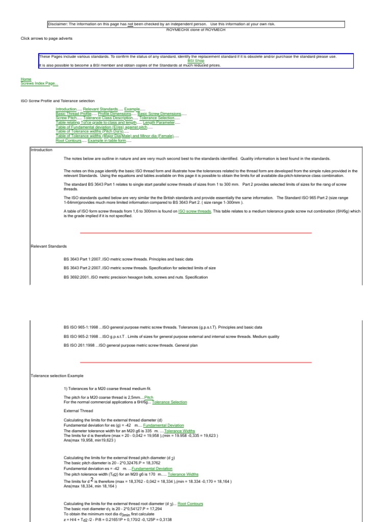 Screw Thread Basics PDF | PDF | Engineering Tolerance | Screw