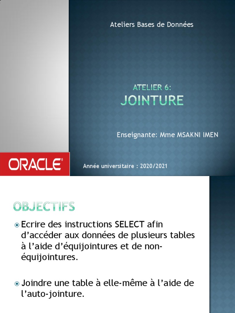 Techniques de Jointures en SQL | PDF | Gestion des données | Bases de ...