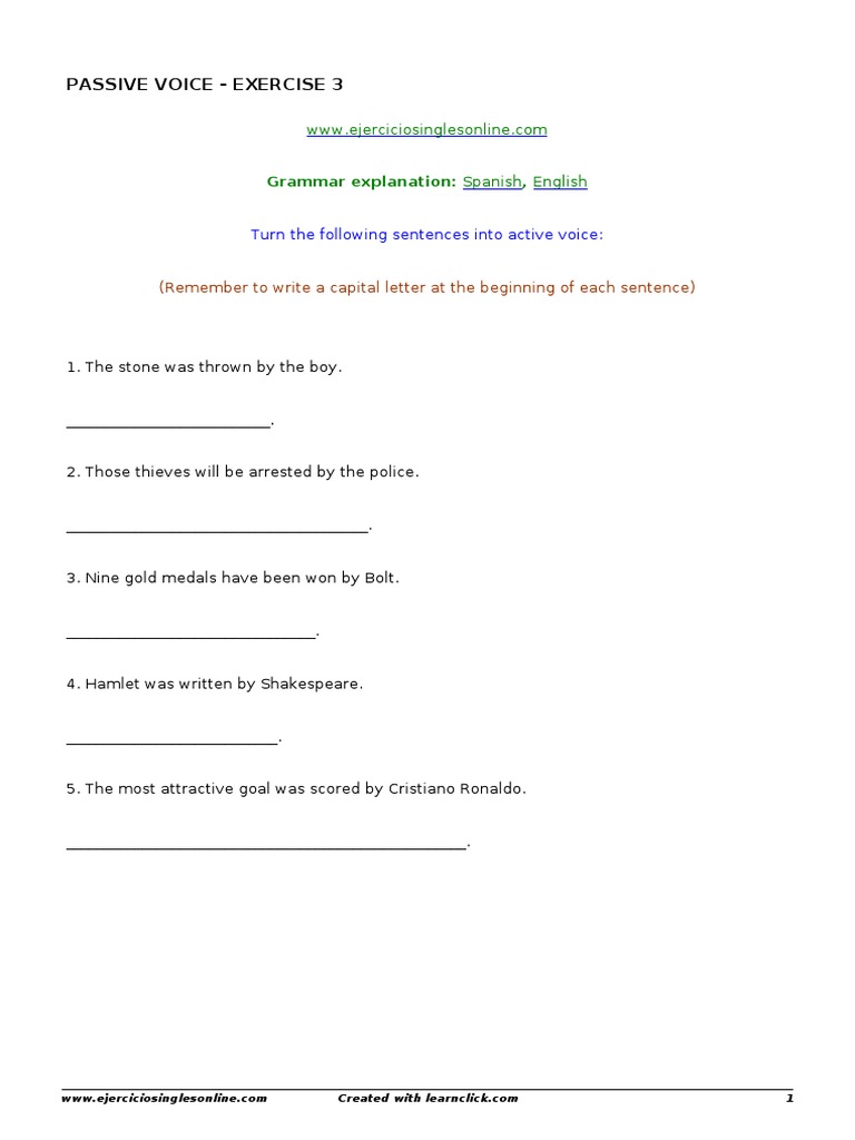 Passive Voice Practice for Spanish Speakers | PDF