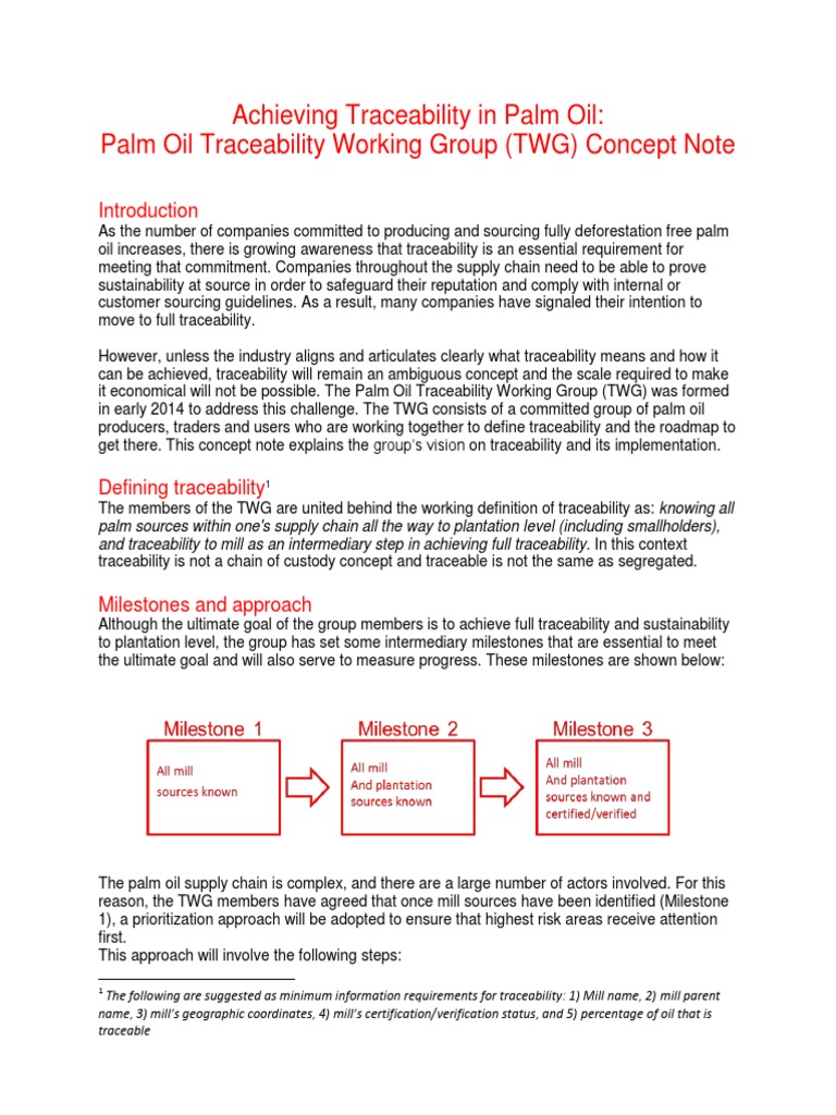 Achieving Traceability in Palm Oil: Palm Oil Traceability Working Group (TWG) Concept Note | PDF ...