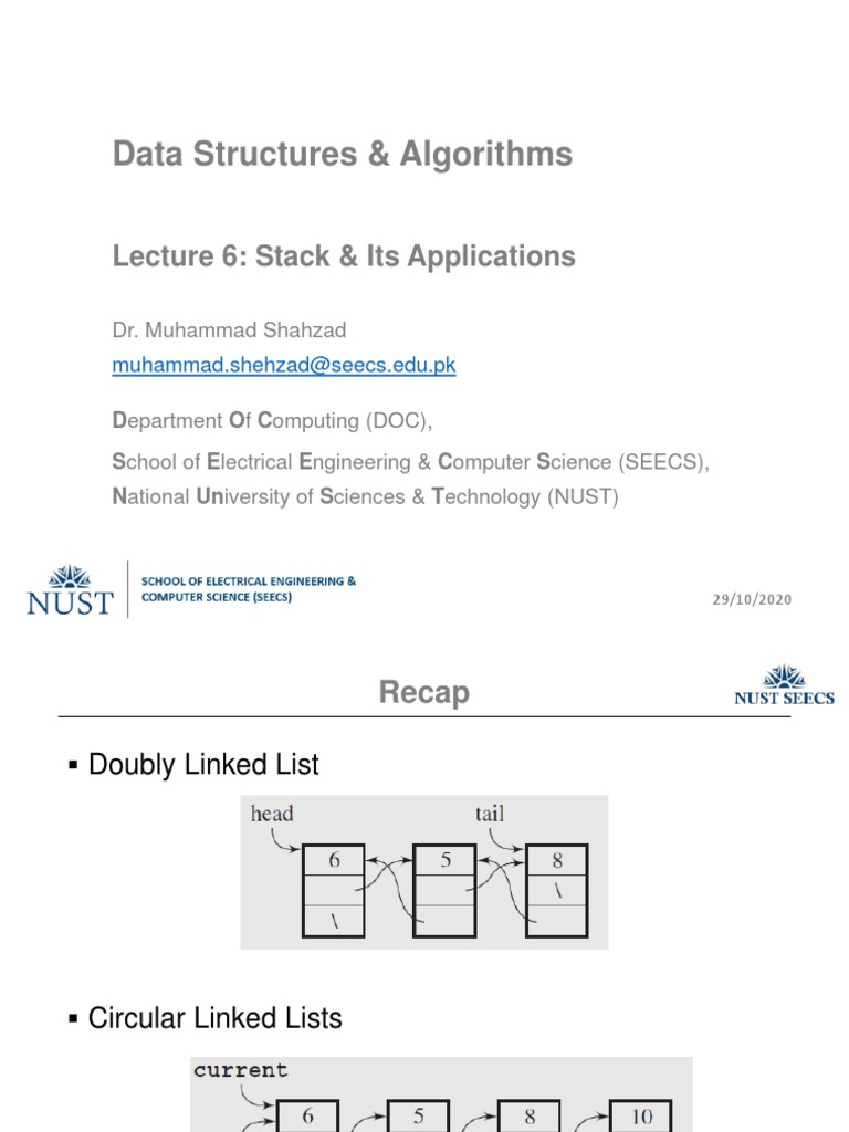 Data Structures & Algorithms: Lecture 6: Stack & Its Applications | PDF ...
