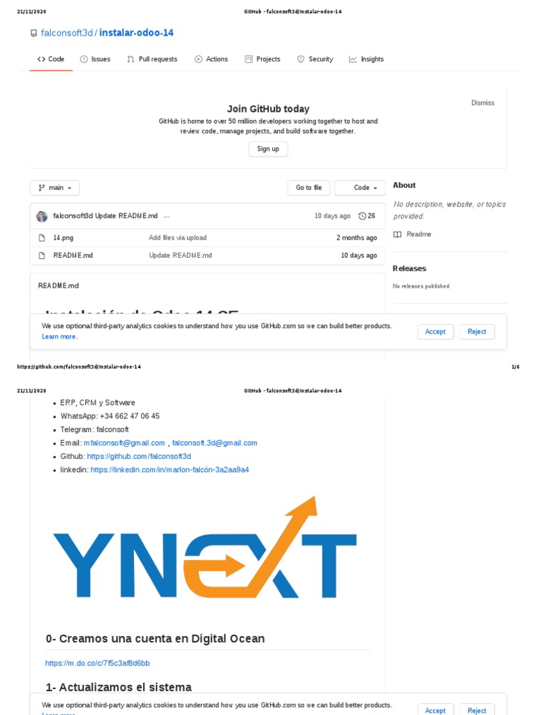 GitHub - Falconsoft3d - Instalar-Odoo-14 PDF | PDF | Computing | Software