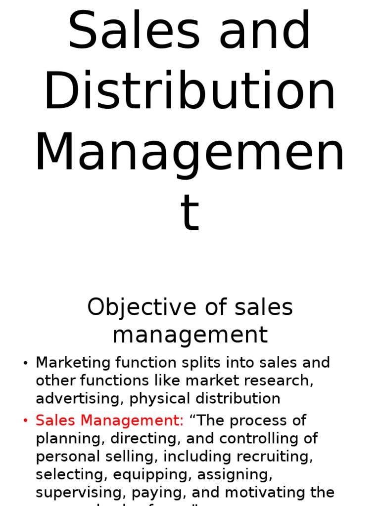 Sales and Distribution Management | PDF