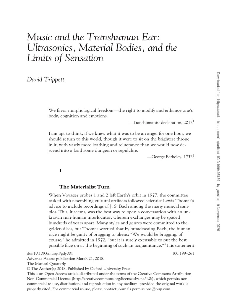 Trippett, Music and The Transhuman Ear | PDF | Id | Perception