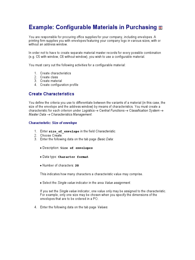 Configurable Materials in Purchasing | PDF | Envelope | Logistics