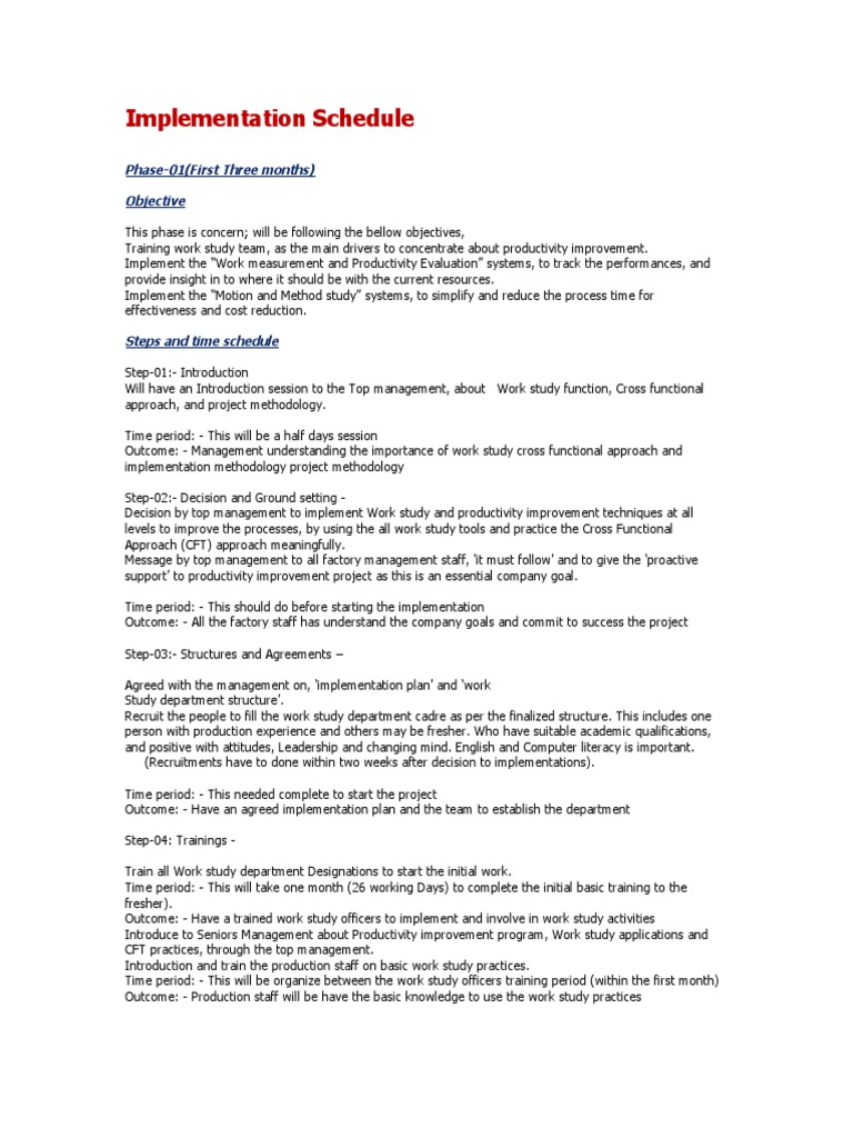 Work Study Implementation Steps | PDF | Incentive | Business