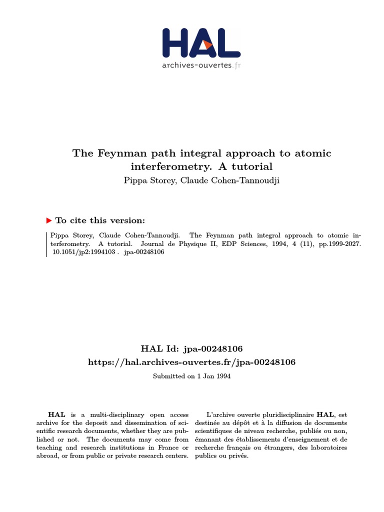 The Feynman Path Integral Approach To Atomic Interferometry. A Tutorial ...