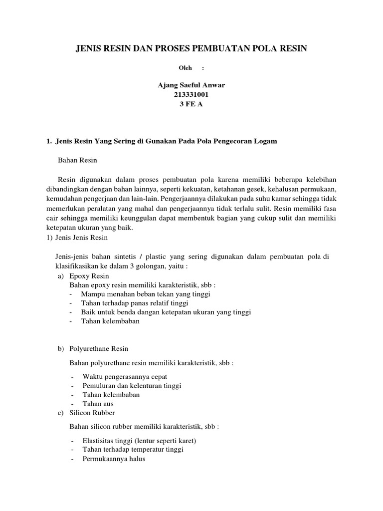 Jenis dan Proses Pembuatan Resin | PDF